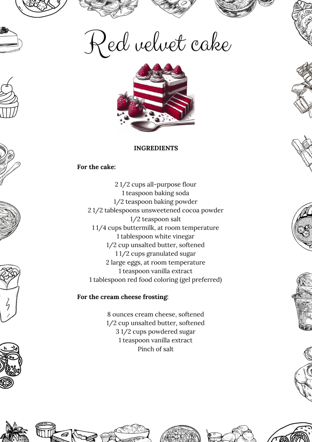 Printable Red Velvet Cake Recipe (Free PDF) - Tasteful Zone