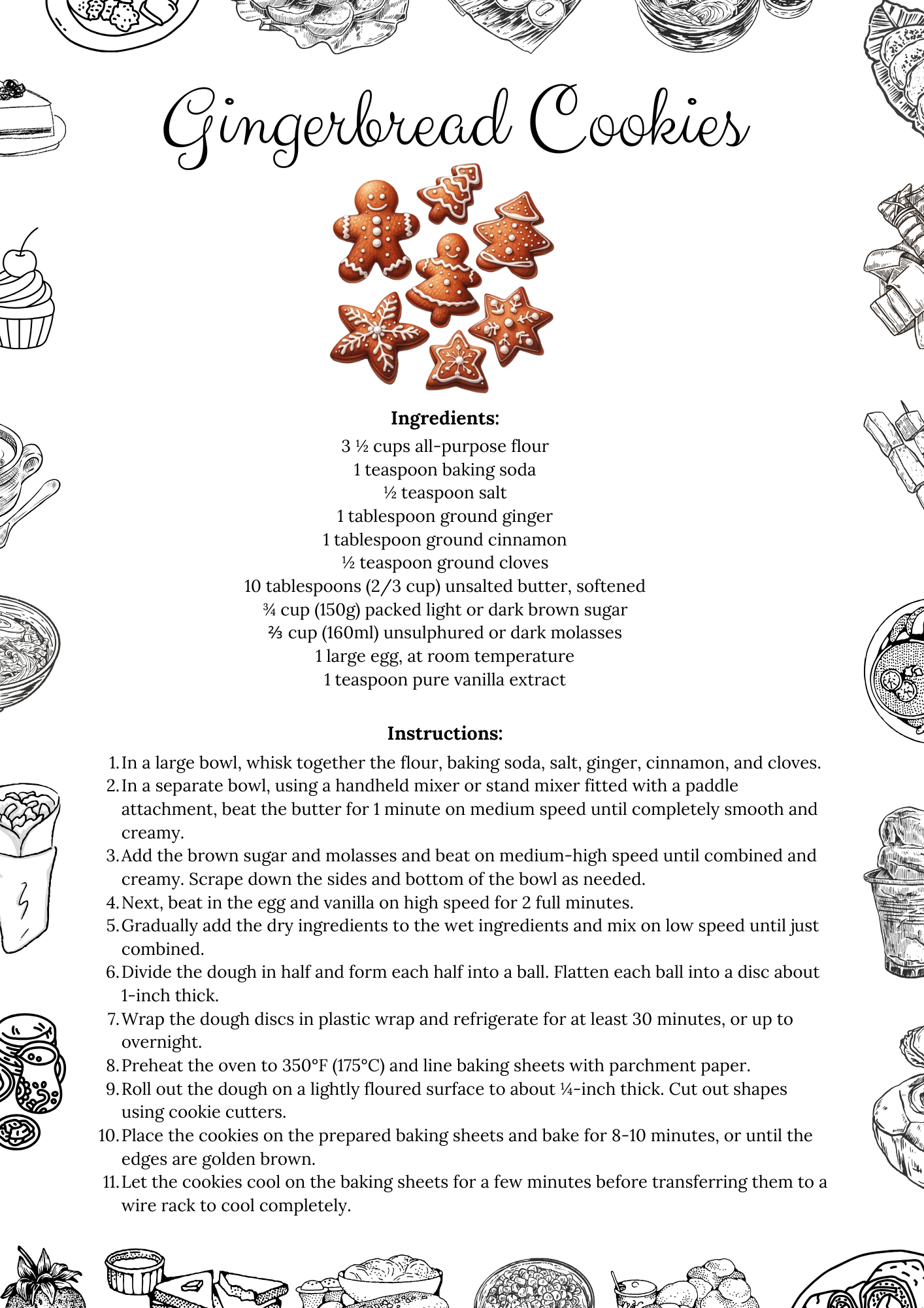 Printable Gingerbread Cookies Recipe (Free PDF) - Tasteful Zone