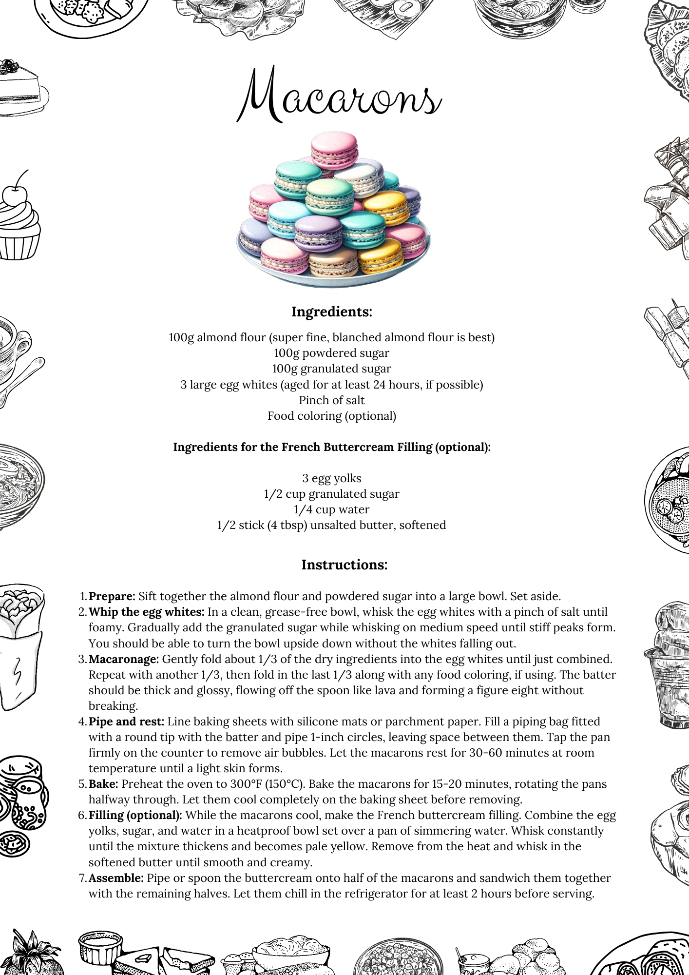 Printable Macarons Recipe (Free PDF) - Tasteful Zone