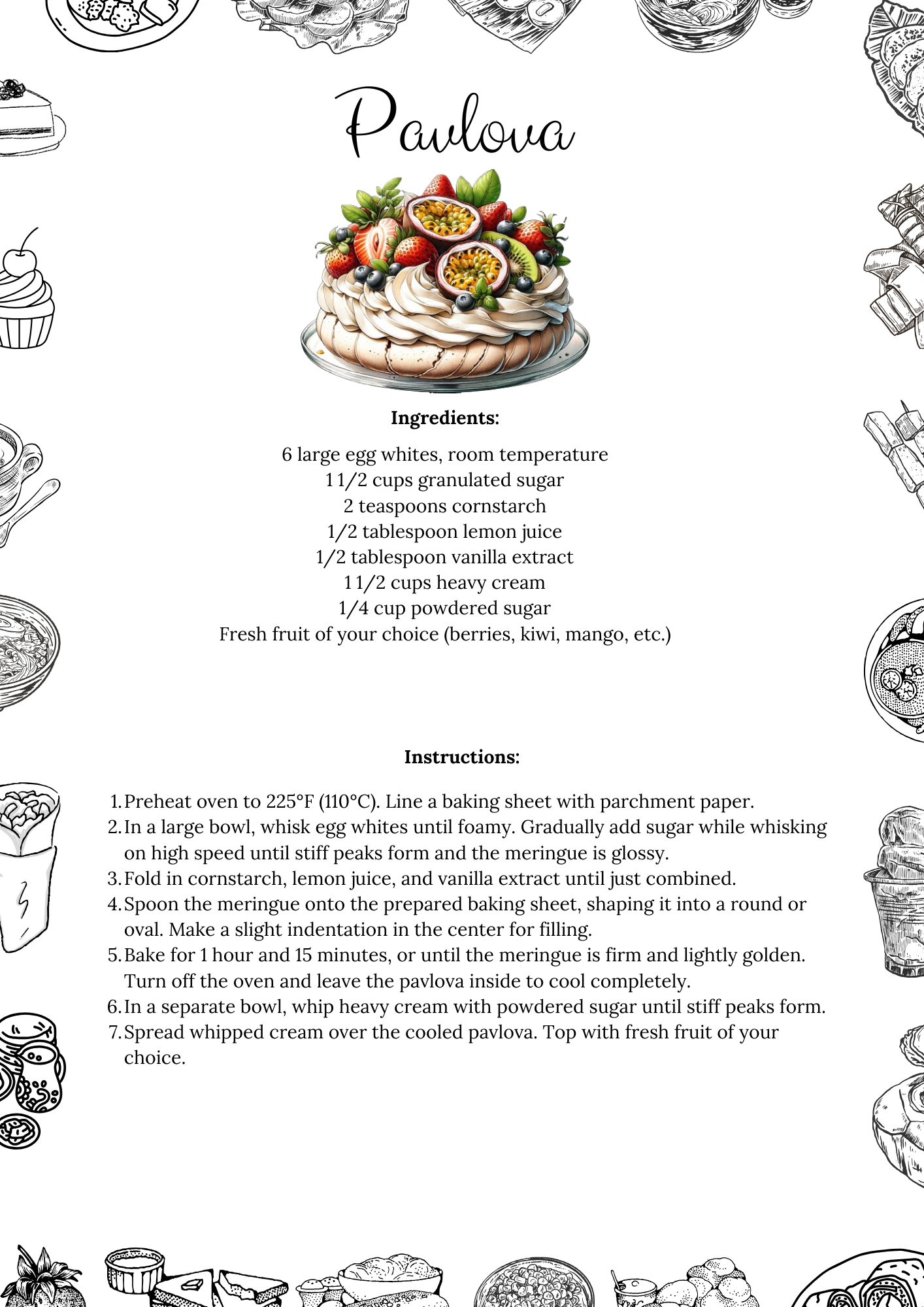 Printable Pavlova Recipe (Free PDF) - Tasteful Zone