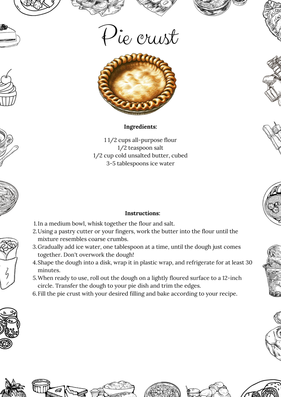 Printable Pie Crust Recipe (Free PDF) - Tasteful Zone