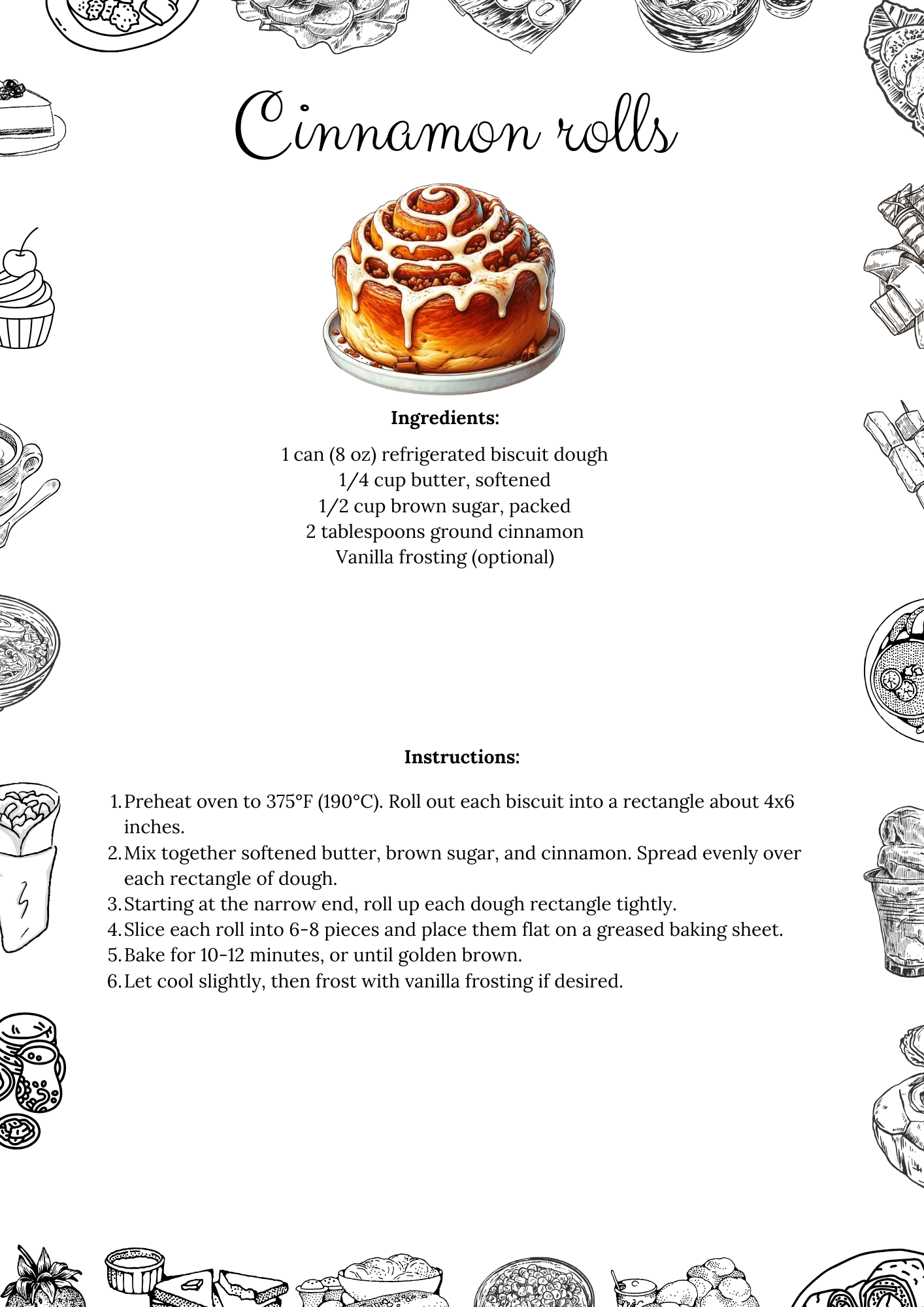 Printable Cinnamon Rolls Recipe (Free PDF) - Tasteful Zone
