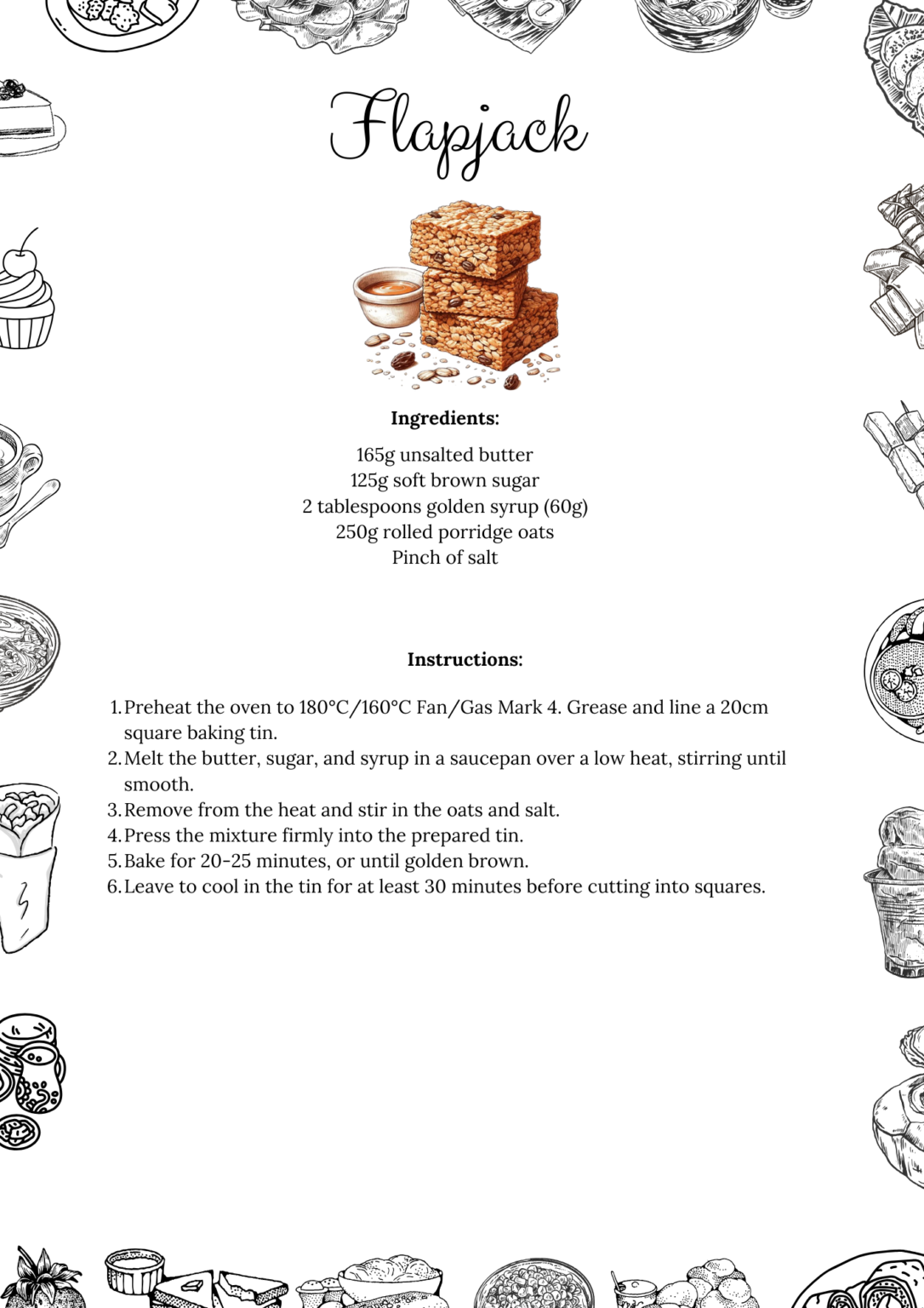 Printable Flapjack Recipe (Free PDF) - Tasteful Zone