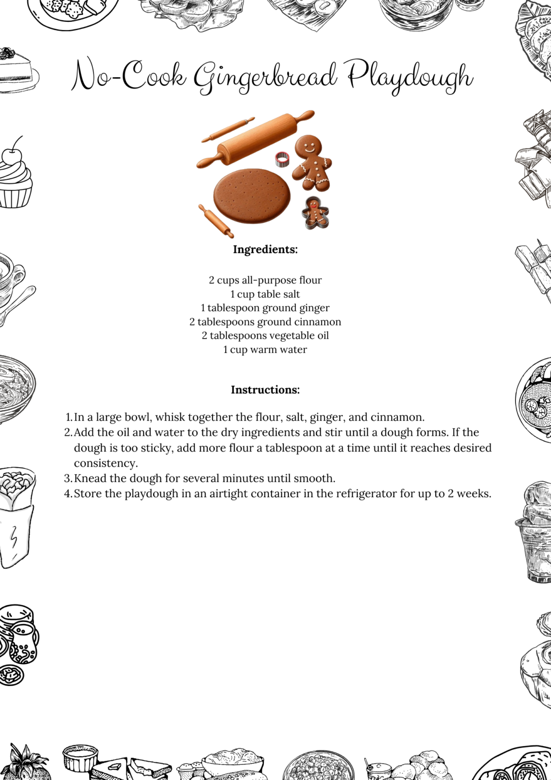Printable Gingerbread Playdough Recipe (Free PDF) - Tasteful Zone