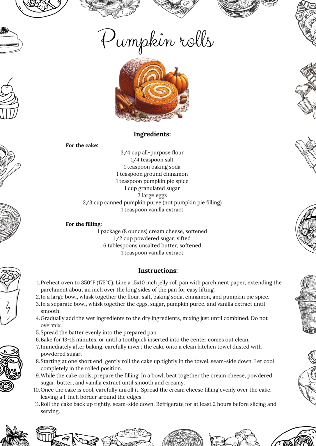 Printable Pumpkin Rolls Recipe (Free PDF) - Tasteful Zone