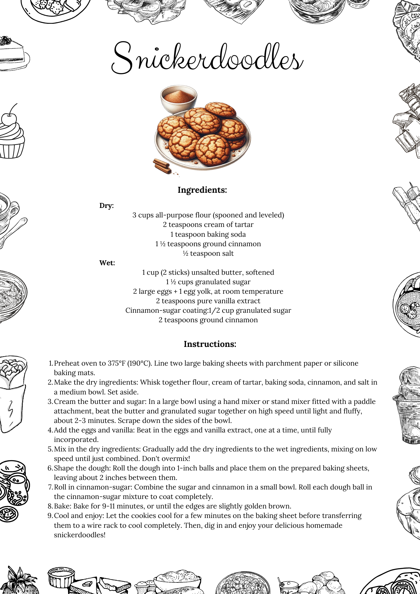 Printable Snickerdoodles Recipe (Free PDF) - Tasteful Zone