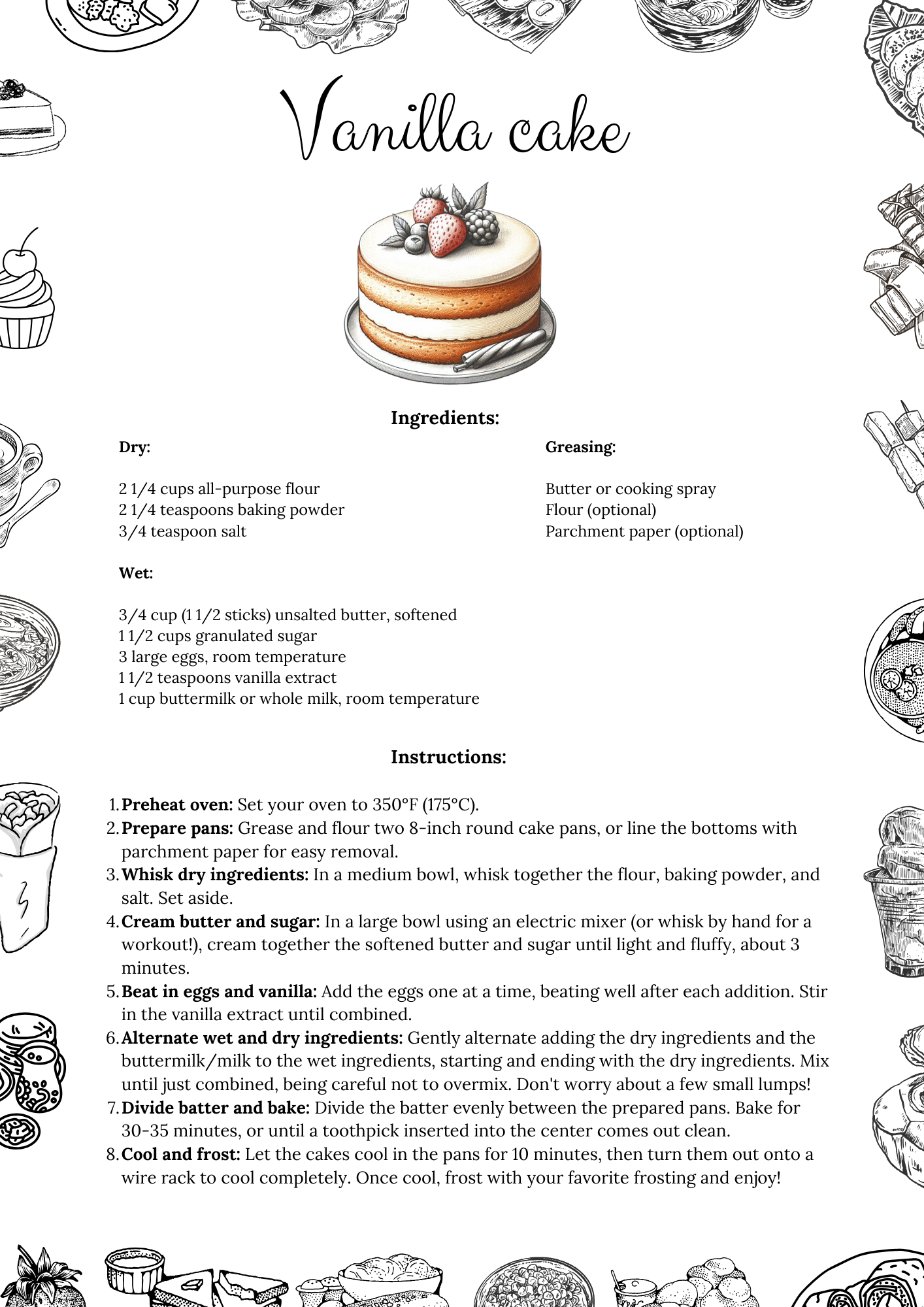 Printable Vanilla Cake Recipe (Free PDF) - Tasteful Zone